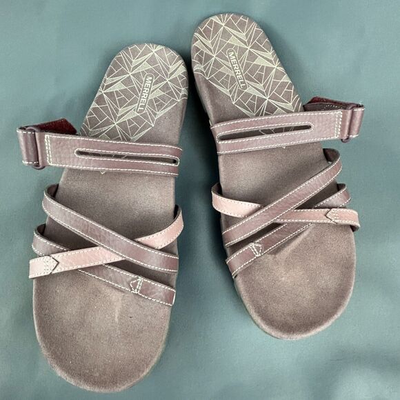 Merrell | Shoes | Merrell Leather Sandspur Rose Slide Adjustable Sandal ...